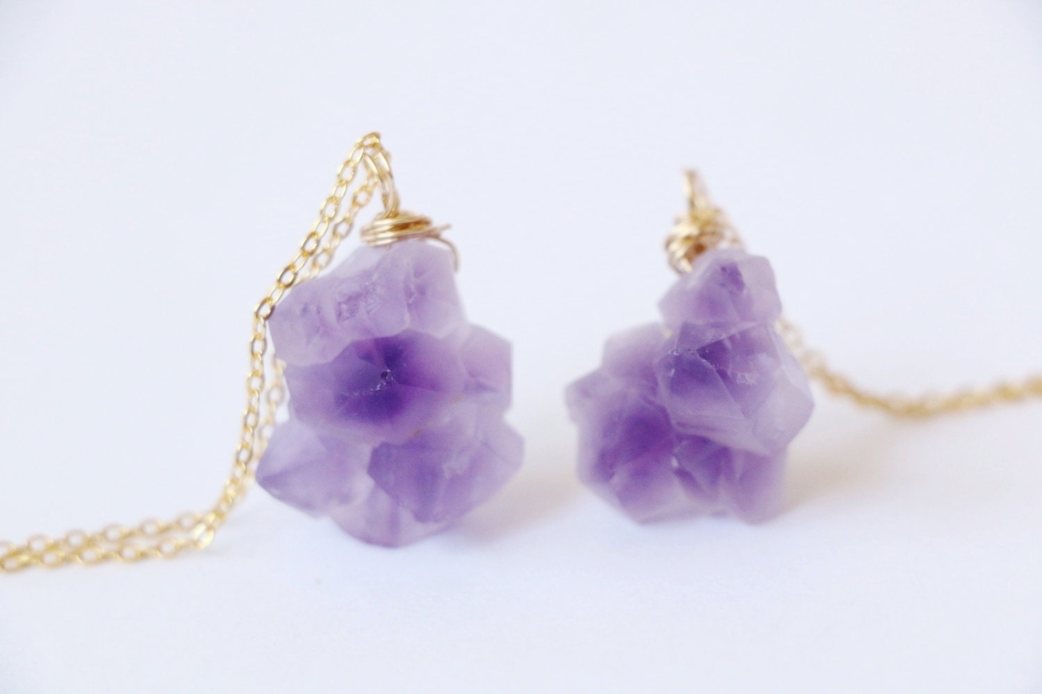Raw Amethyst Necklace Raw Crystal Necklace Natural Crystal | Etsy