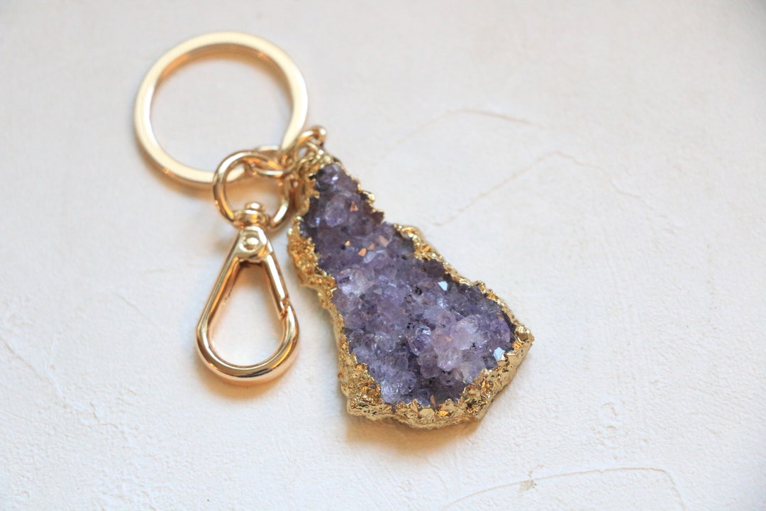 Amethyst Keychain, Crystal Keychain, Gemstone Keychain, Boho Keychain ...