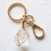 White Quartz Keychain, Stone Keychain, Gemstone Keychain, Boho Keychain ...