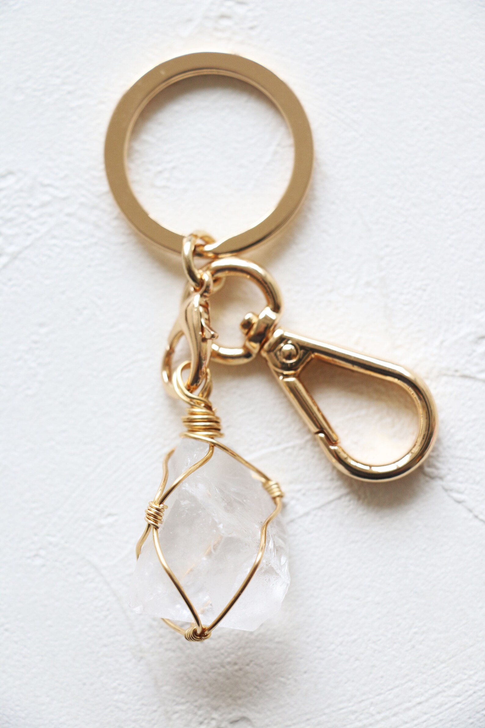 White Quartz Keychain, Stone Keychain, Gemstone Keychain, Boho Keychain ...
