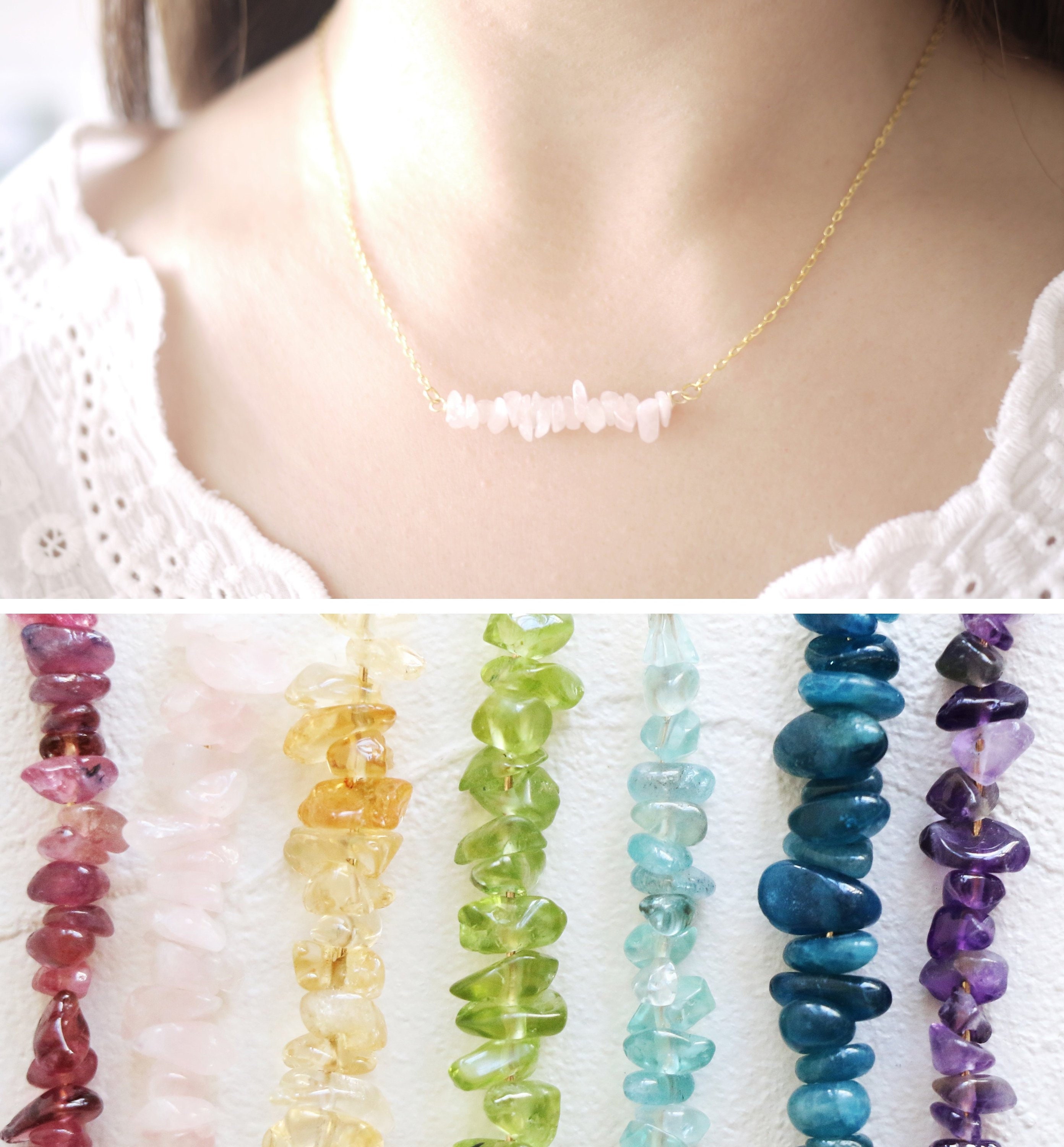Gemstone Necklace, Raw Crystal Necklace, Crystal Necklace 14k Gold Fill ...