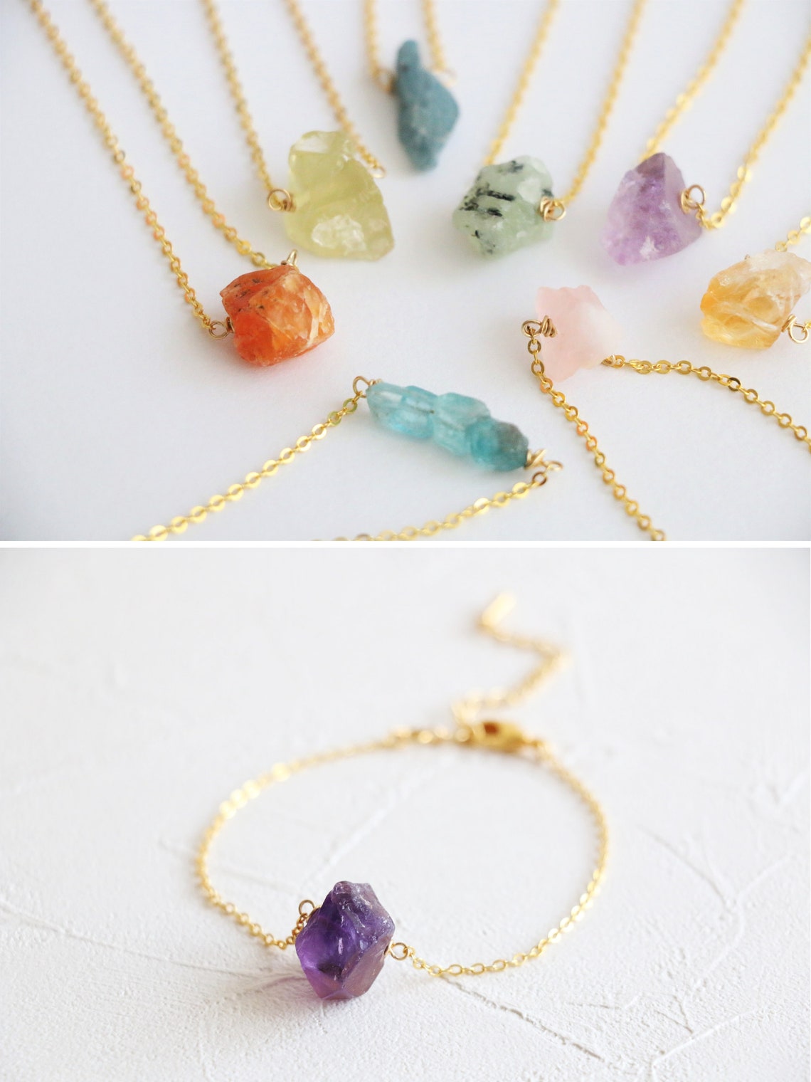 Raw Crystal Bracelet Stone Bracelet Quartz Bracelet Gemstone Bracelet ...