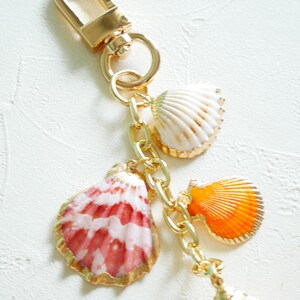 Sea Shell Keychain, Gold Shell Keychain, Natural Seashell, Ocean Gift ...