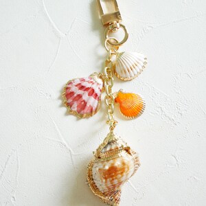 Sea Shell Keychain, Gold Shell Keychain, Natural Seashell, Ocean Gift ...