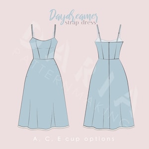 A-line Strap Dress Sewing Pattern: Princess Seams, Inseam Pockets (PDF ...