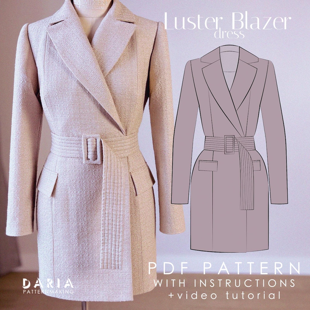 Luster Blazer Dress Sewing Pattern: Quilted Belt (PDF Download) - Etsy