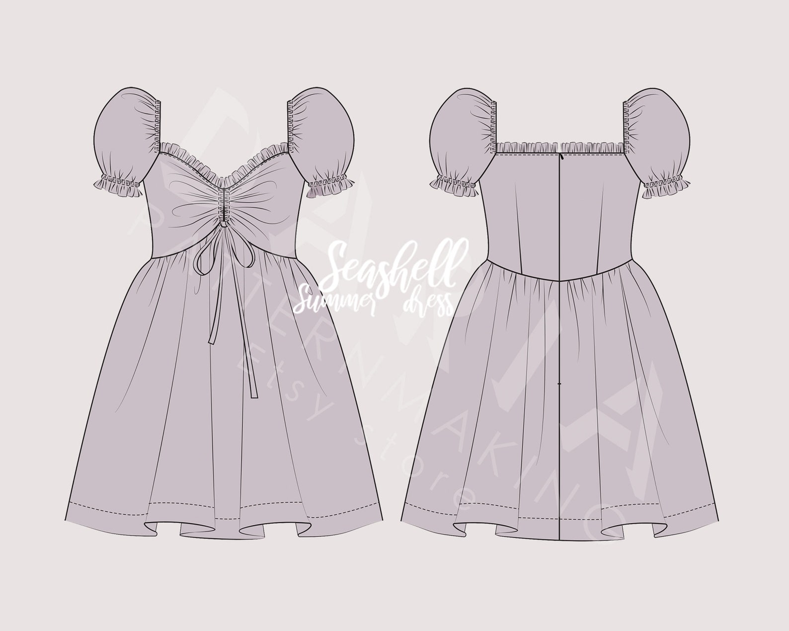 Sweetheart Dress With Drawstring Detail and Puff Sleeves EU - Etsy