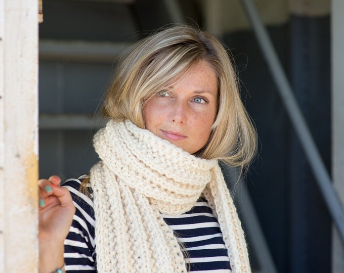 SAMPLE SALE 40% OFF Very Long Hand Knit Chunky Wool Scarf / Rib Scarf ...