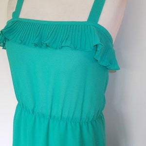 Vintage 70s 80s Dress Suit Jade Green Chiffon Frilled Dress With ...