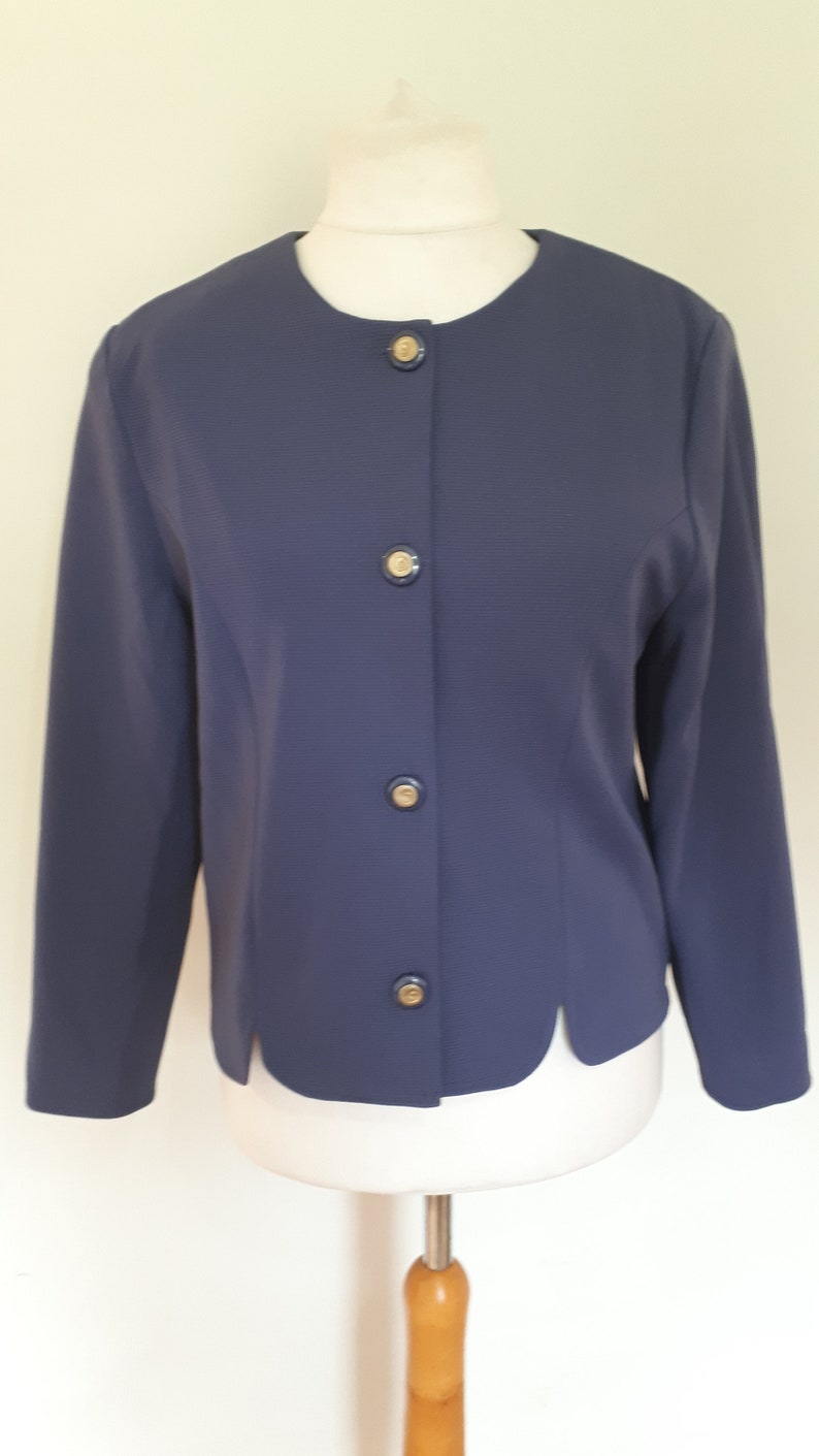Vintage Collarless Lavender Blue Jacket From 80s by First Avenue Size ...
