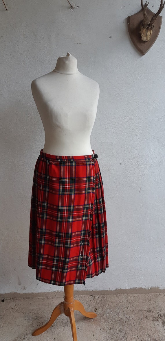 Vintage kilt red wrap kilt tartan plaid by St Michael… - Gem