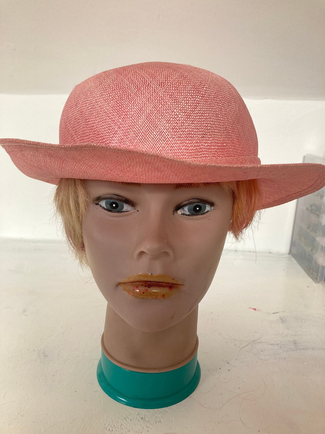 Vintage 1960's Peach Pink Straw Hat With by Pauline for Bermona - Etsy