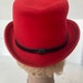Vintage Hat 60s 70s Red Felt Wool With Faux Leather Detail Top Hat - Etsy