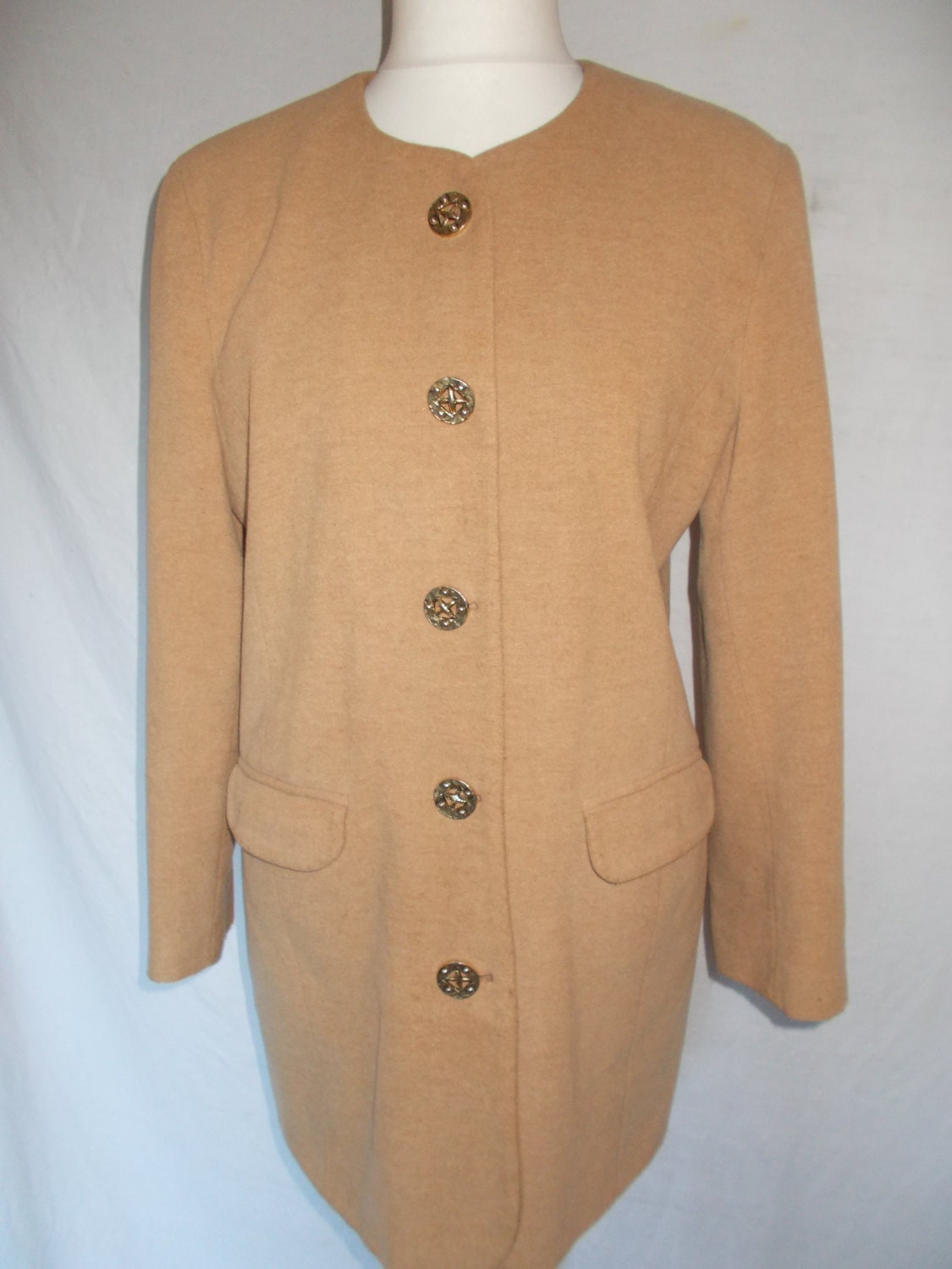 Vintage Camel Jacket 80s Collezioni Cashmere Wool Mix Camel Colour Coat ...