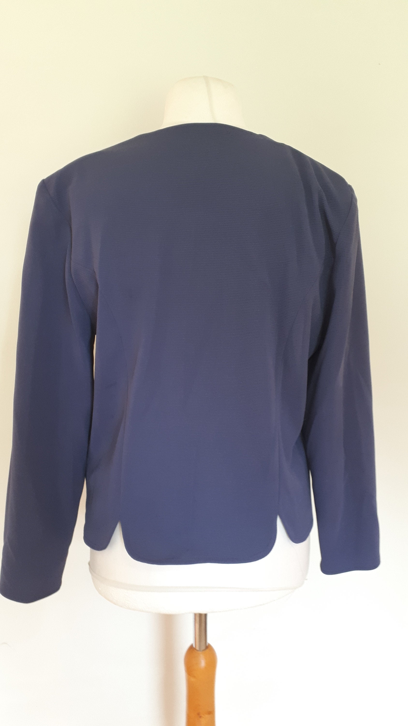 Vintage Collarless Lavender Blue Jacket From 80s by First Avenue Size ...