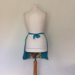 Vintage Apron 60s 70s Housewife Blue Cotton Decorated With Fruit Half ...