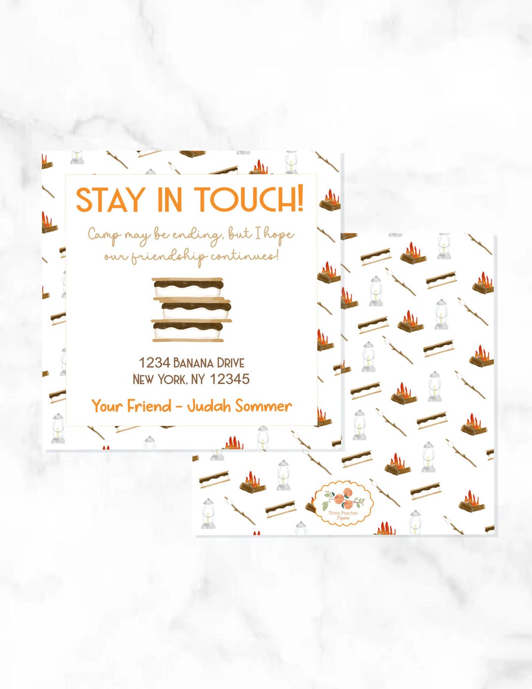 DIGITAL *WHITE* Keep in Touch Cards for Camp - Etsy