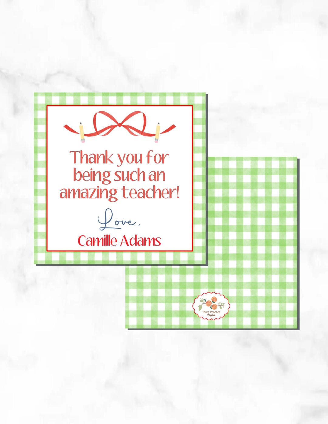DIGITAL Teacher Appreciation Tag Pencil & Bows / Enclosure Card - Etsy