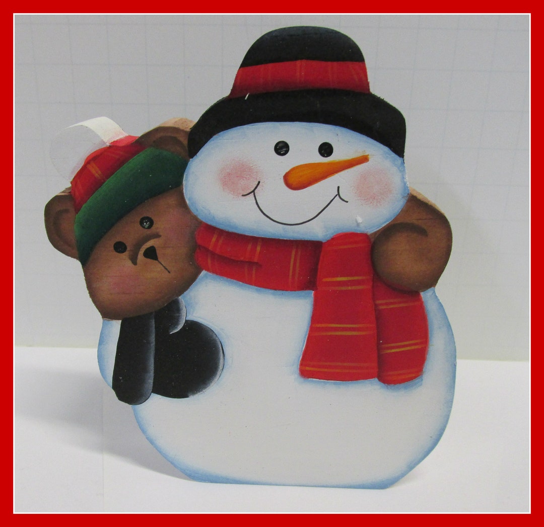 Teddy Cuddling Snowman - Etsy