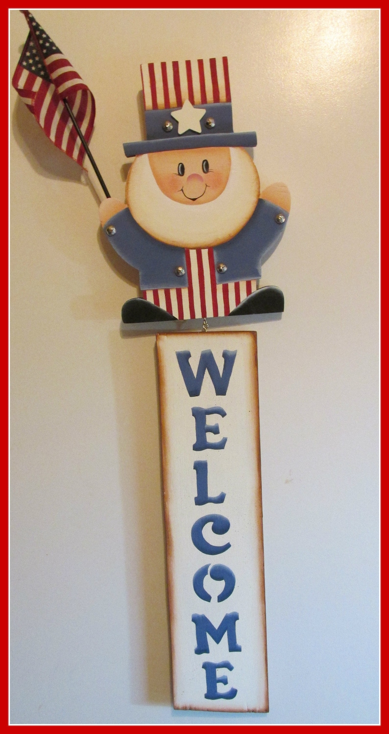 Uncle Sam Welcome USA Patriotic Flag Forth of July Door - Etsy