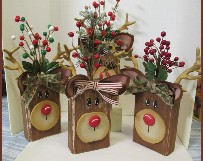 Handmade Wooden Reindeer Block: Holiday Decor - Etsy