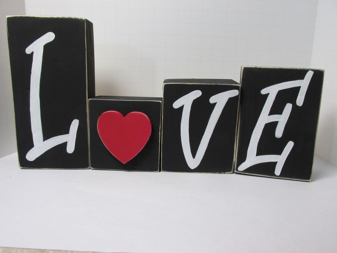 Wooden Love Blocks, Valentines, Wedding, Anniversary, Engagement ...