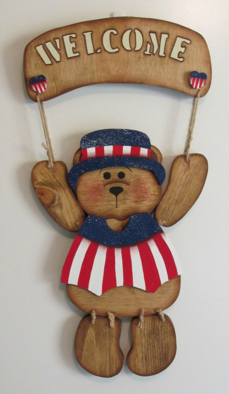 Patriotic Welcome Bear - Etsy