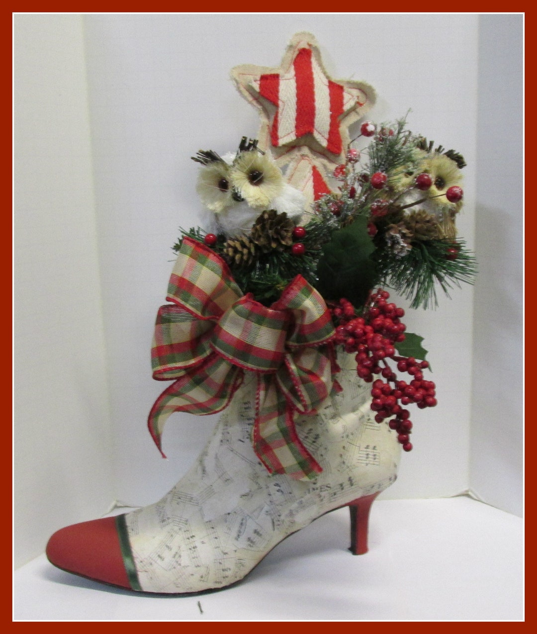 Repurposed Goodwill Find Christmas Boot Centerpiece - Etsy