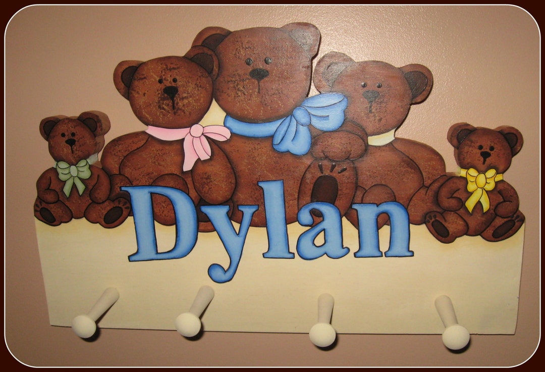 Personalized Teddy Bear Name Plaque. - Etsy