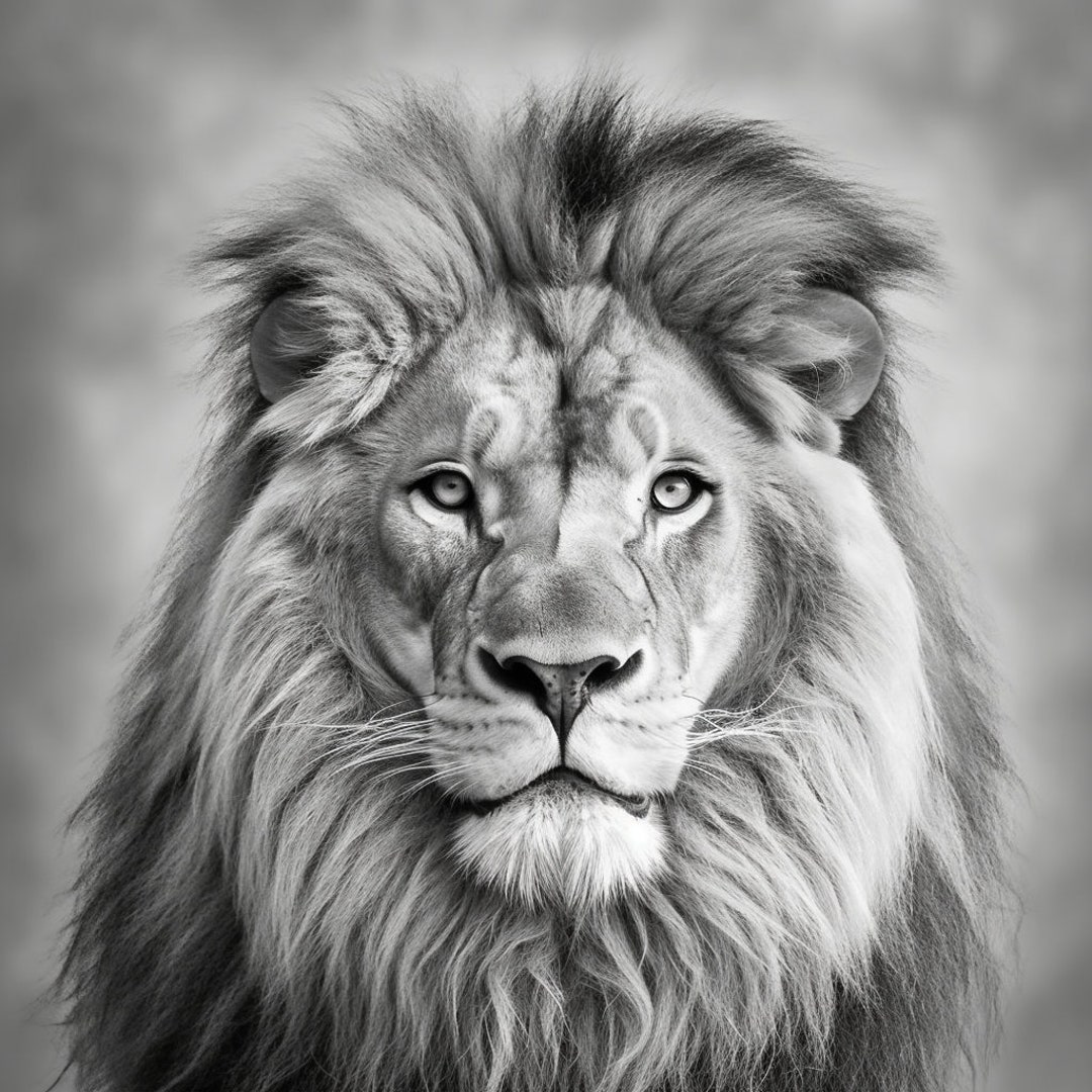 Fine Art Black and White Lion Portrait - Etsy