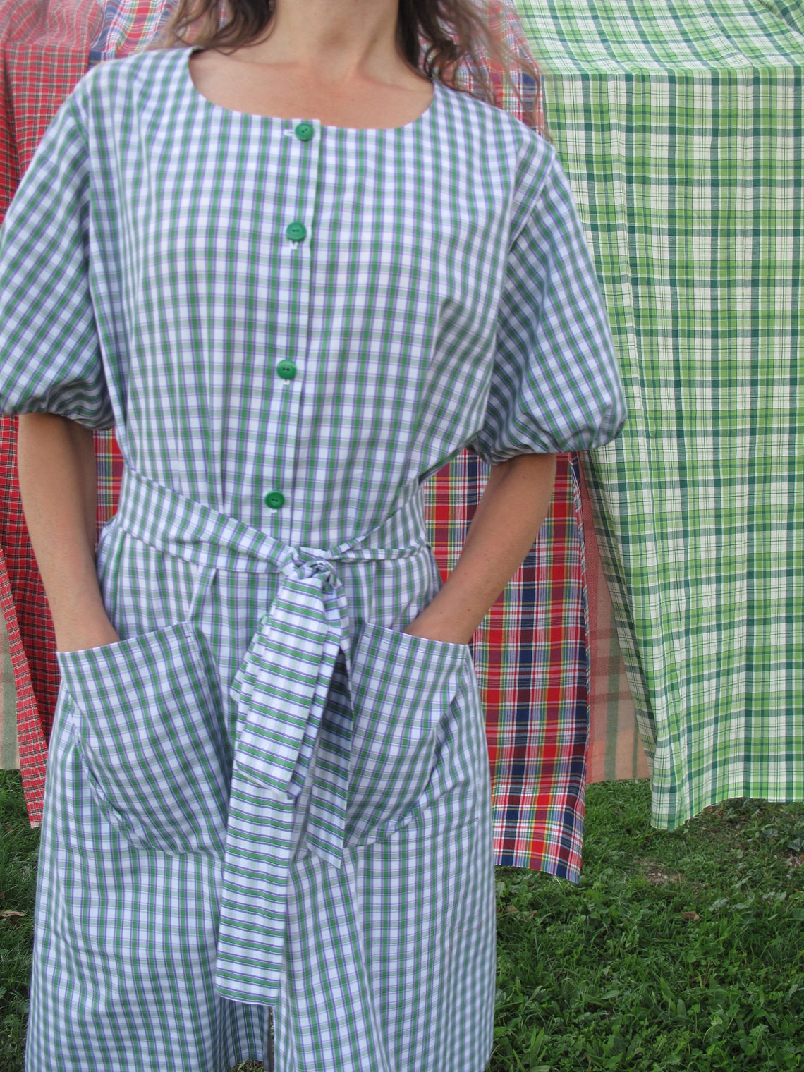 Mabel Dress-vintage Plaid Fabric-house Dress-vintage Collection. - Etsy