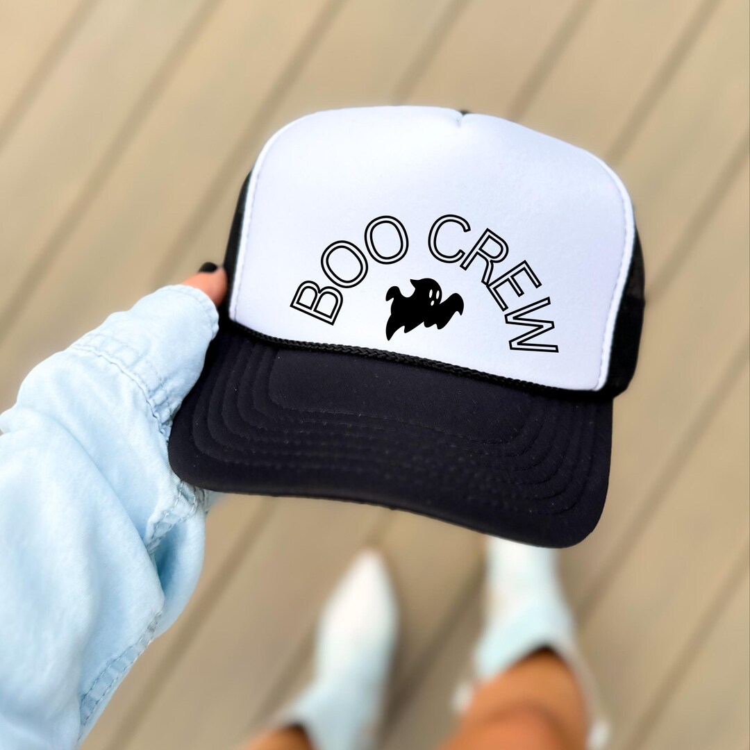 Boo Crew Trucker Hat - Funny Halloween Hat for Women, Witch Costume ...