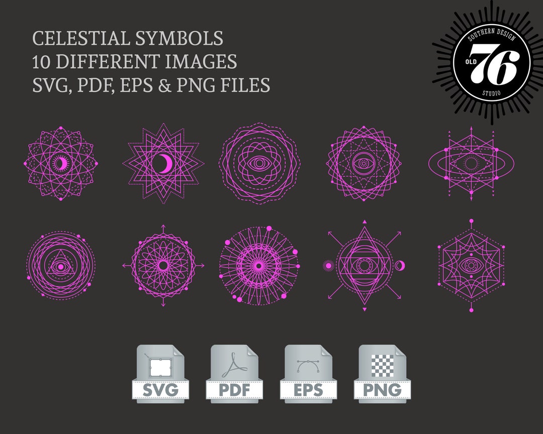 10 Celestial Symbols All Seeing Eye Svg, Eps, Pdf, Png, Cricut Cut File ...