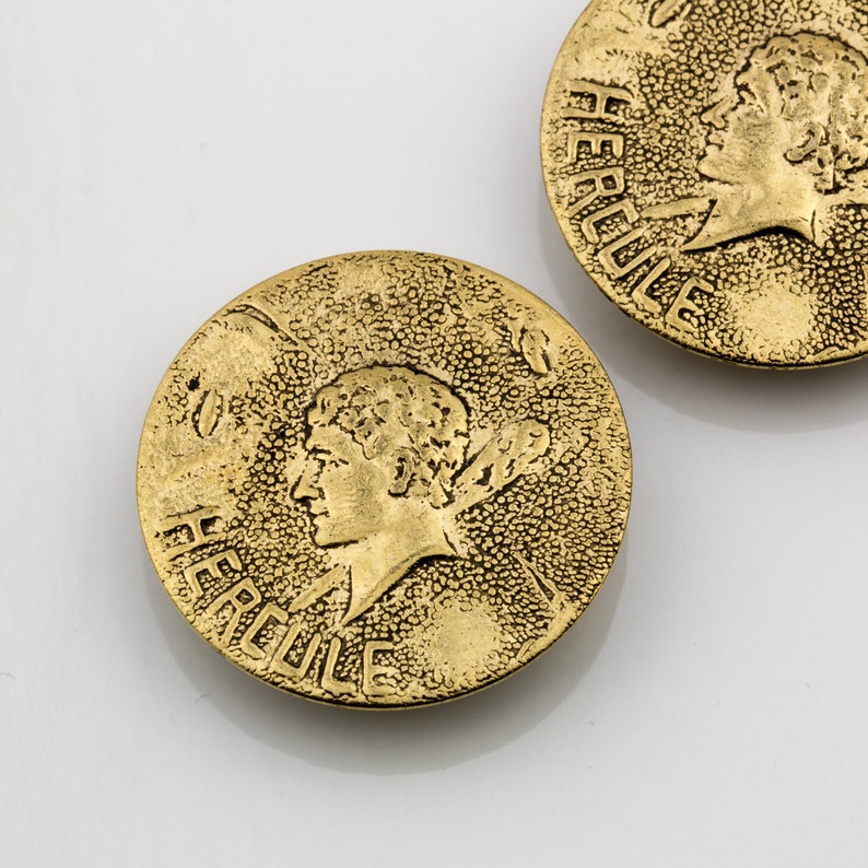 Vintage Brass Cuff Buttons Greek Hercules Warrior Motif/ Button Cover ...