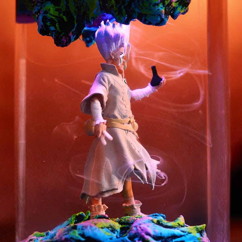 Senku Ishigami Dr Stone Resin Lamp Handmade Resin Epoxy Night Light ...