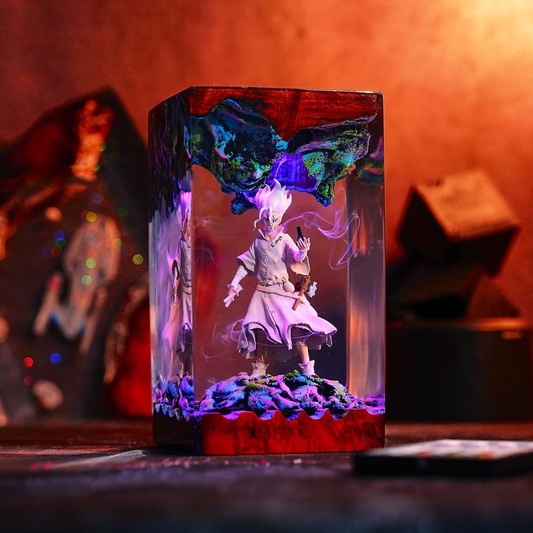 Senku Ishigami Dr Stone Resin Lamp Handmade Resin Epoxy Night Light ...