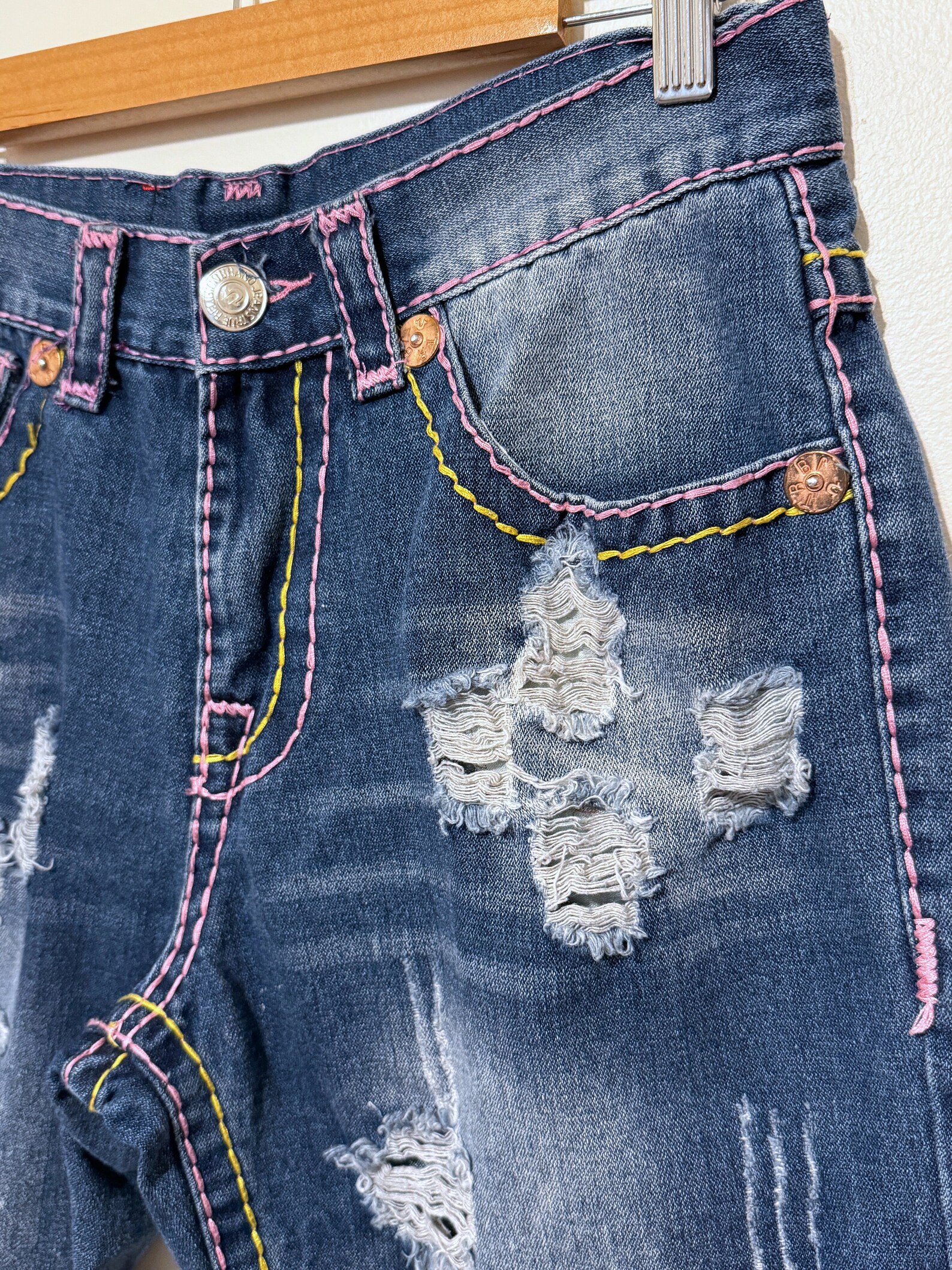 Y2K True Religion Vintage Ricky Denim Shorts 32 Waist Distressed Jean ...
