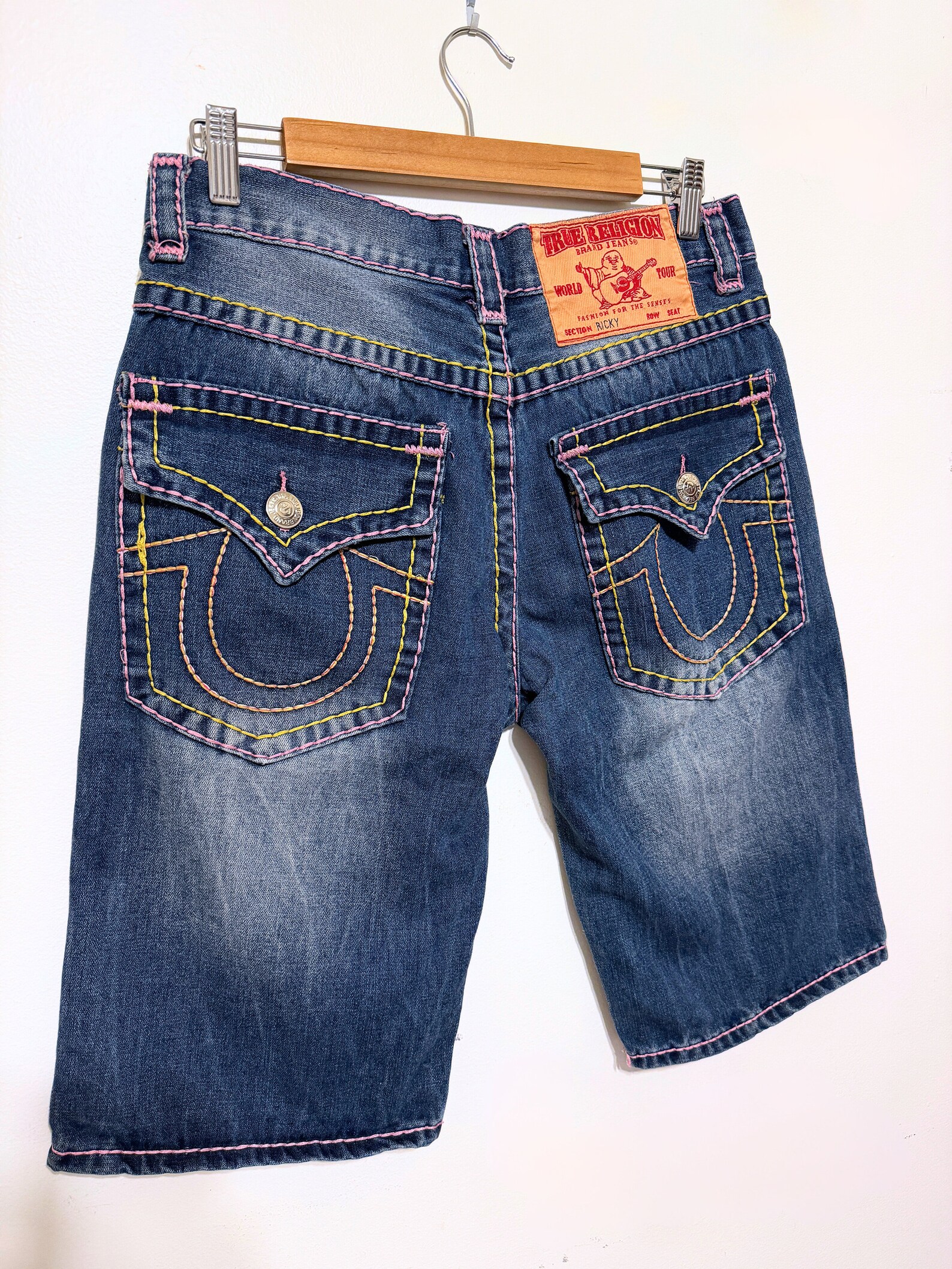 Y2K True Religion Vintage Ricky Denim Shorts 32 Waist Distressed Jean ...