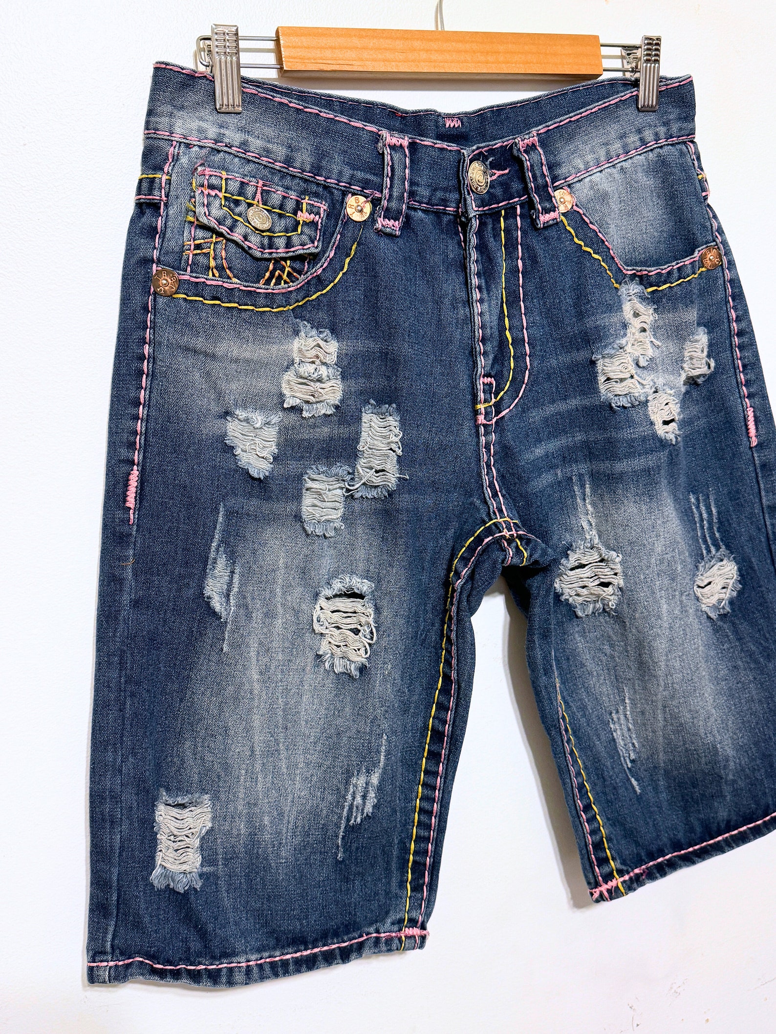 Y2K True Religion Vintage Ricky Denim Shorts 32 Waist Distressed Jean ...