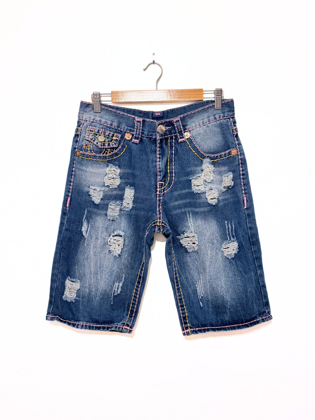 Y2K True Religion Vintage Ricky Denim Shorts | 32 Waist | Distressed ...