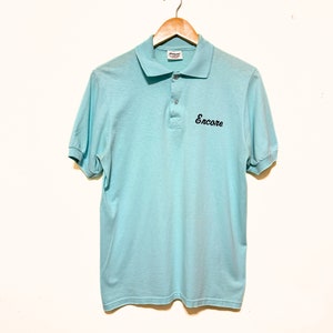 80s Encore Vintage Polo Shirt | Size Small | Light Blue Fitted Retro ...