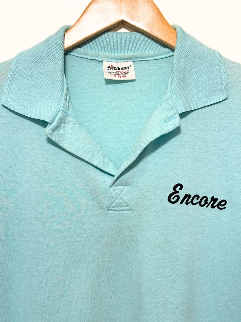 80s Encore Vintage Polo Shirt | Size Small | Light Blue Fitted Retro ...