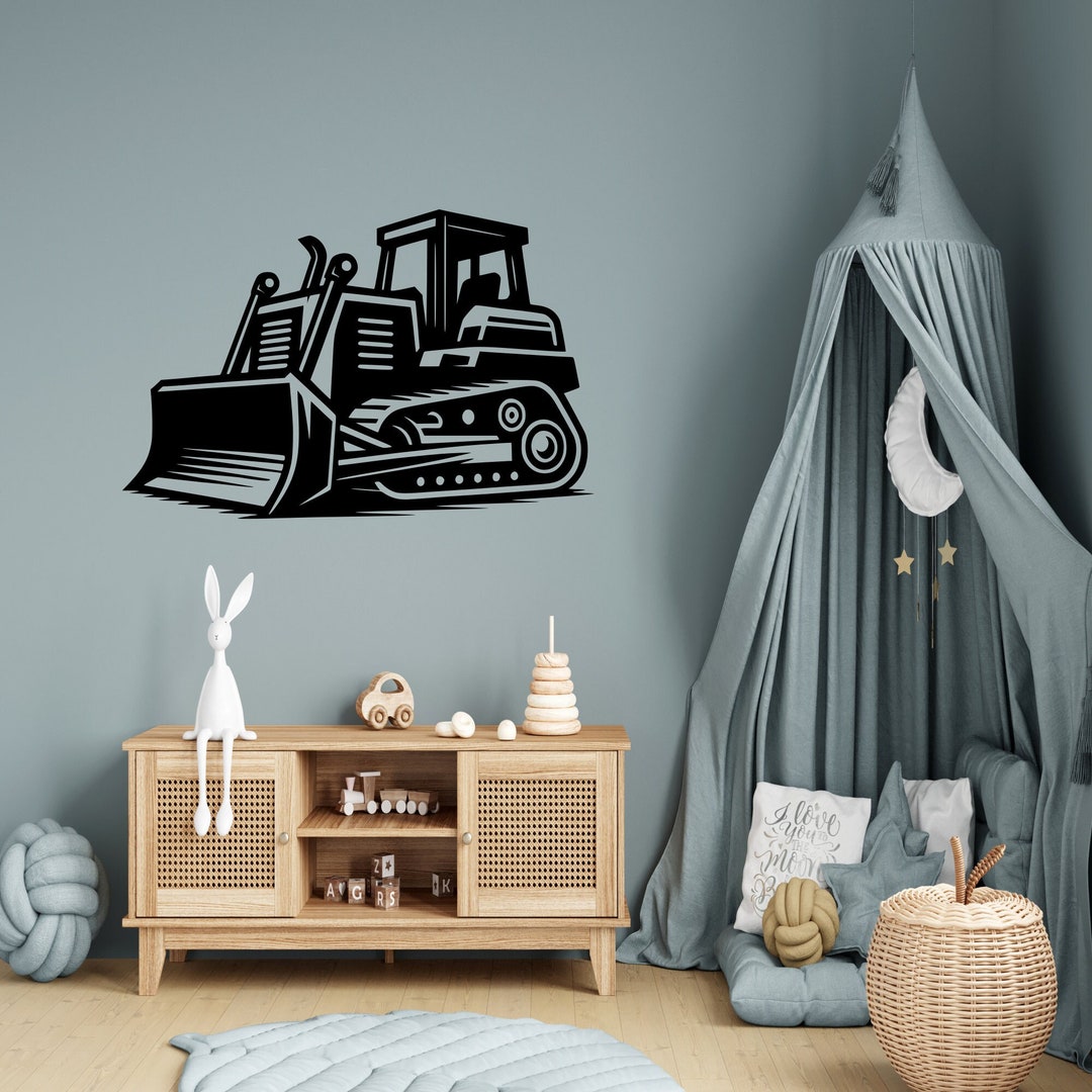 Bulldozer Decal - Bulldozer Wall Art - Earthmover Decal - Toddler Crane ...