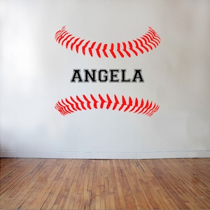 Baseball Softball Laces With Custom Name Wall Decal - Custom Baseball ...