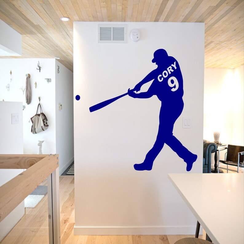 Personalized Baseball Player Wall Decal With Name and Number - Etsy