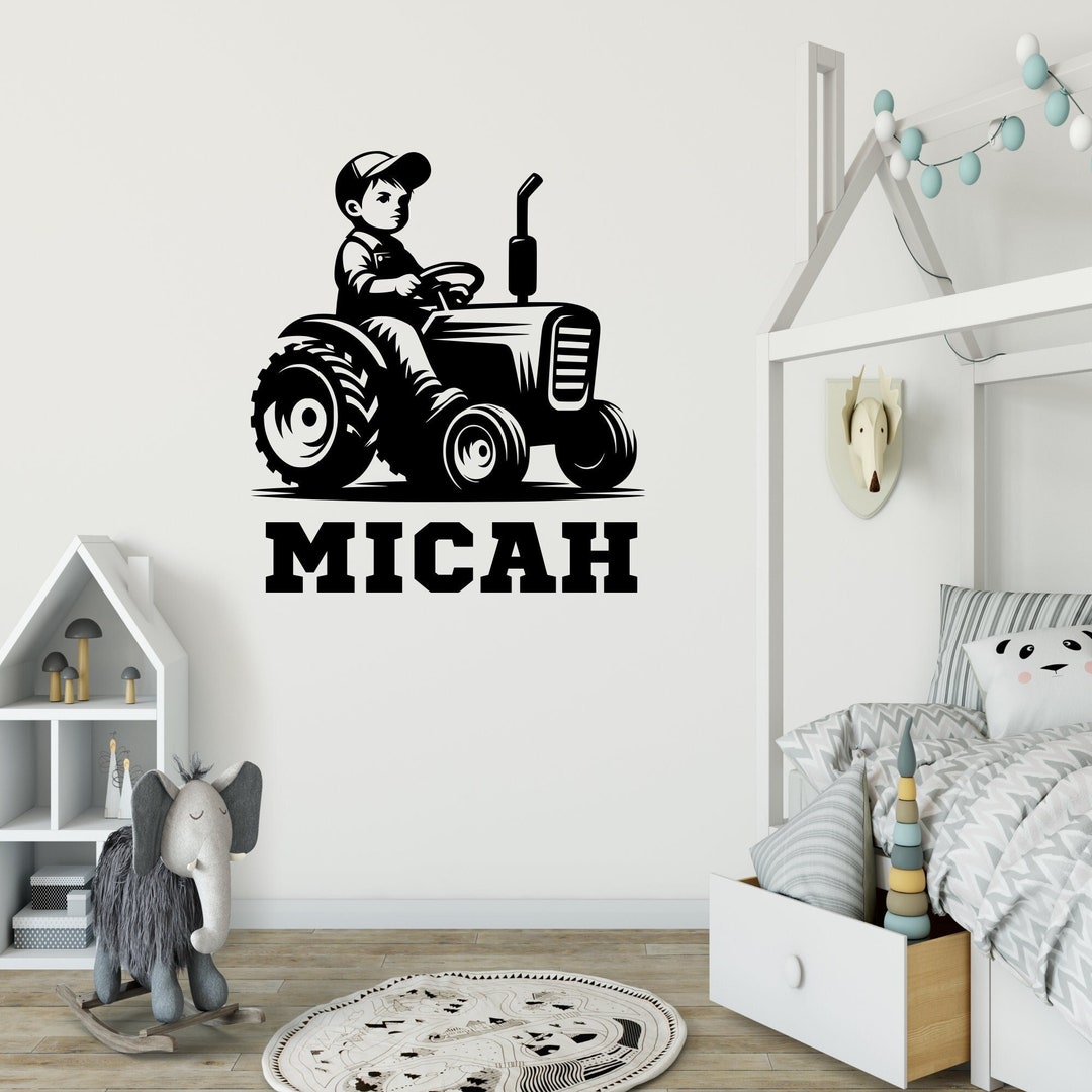 Little Boy Tractor Decal - Small Tractor Decal - Toddler Room Art - Kid ...