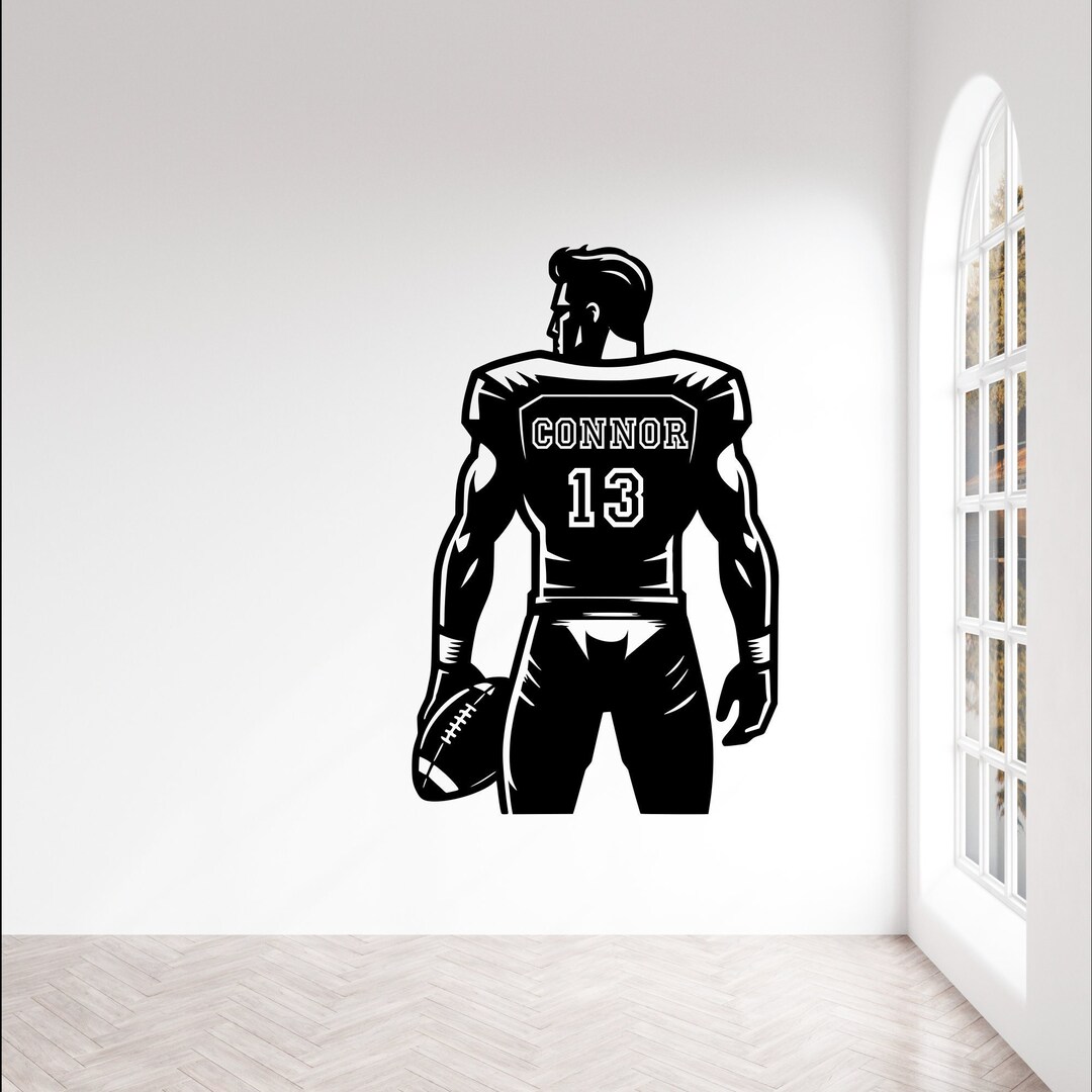 Custom Football Player Decal Custom Football Jersey Decal Football Room ...