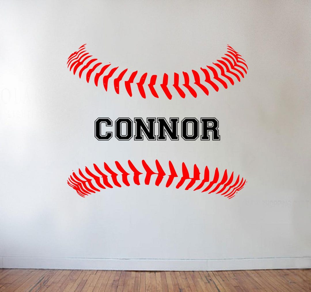 Baseball Softball Laces With Custom Name Wall Decal - Custom Baseball ...