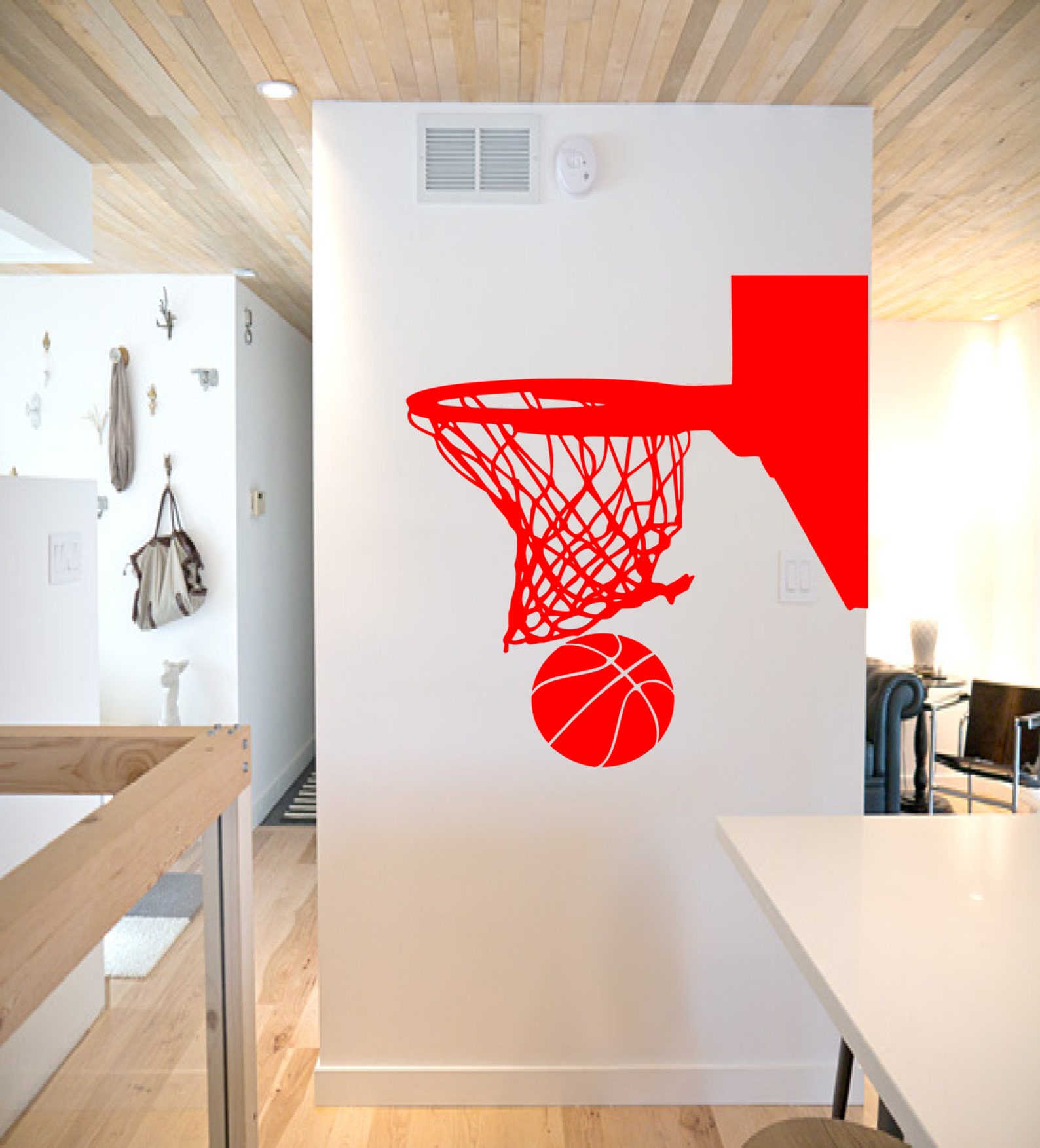 Basketball Hoop Wall Decal - Basketball Wall Decor, Basketball Vinyl ...