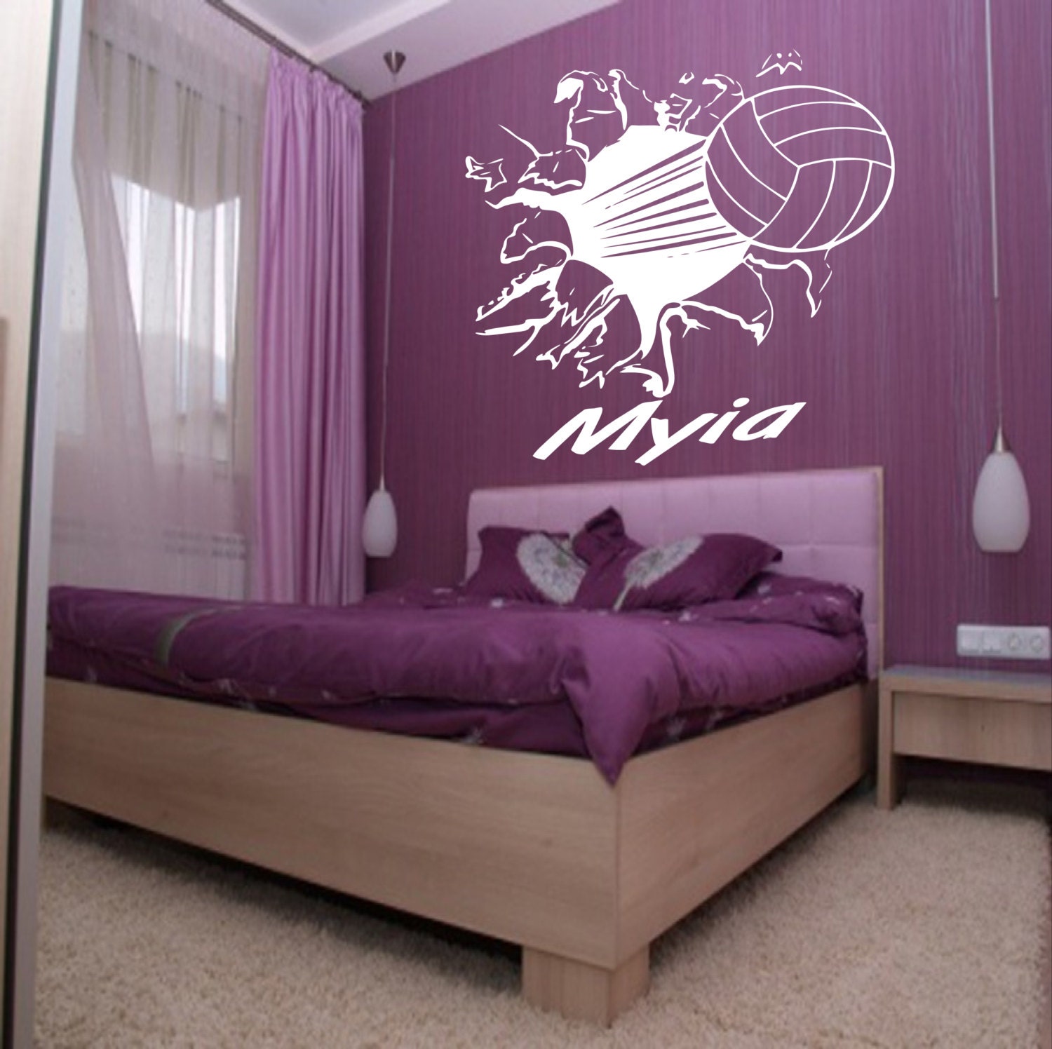 Custom Volleyball Bursting Through Wall Decal - Volleyball Wall Art ...